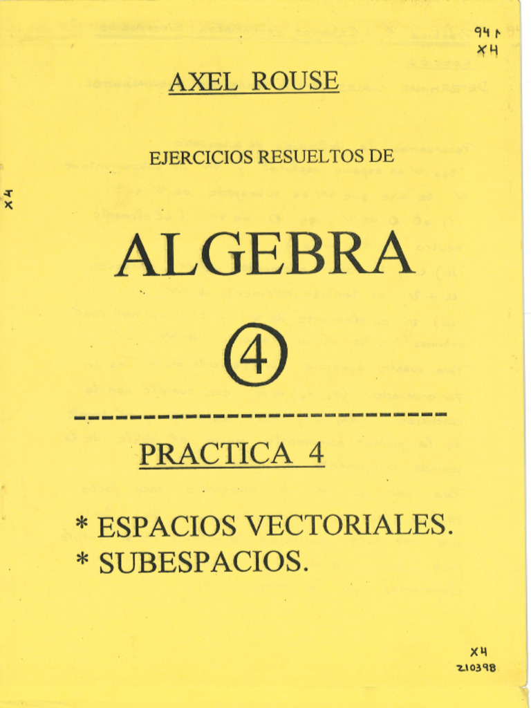 álgebra Espacios Vectoriales Y Subespacios Pdf