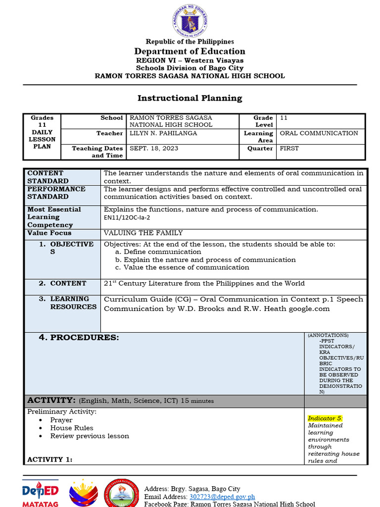 COT PLAN1st-lilyn | PDF | Learning | Teachers