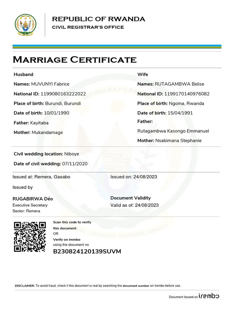 Marriage Certificate | PDF