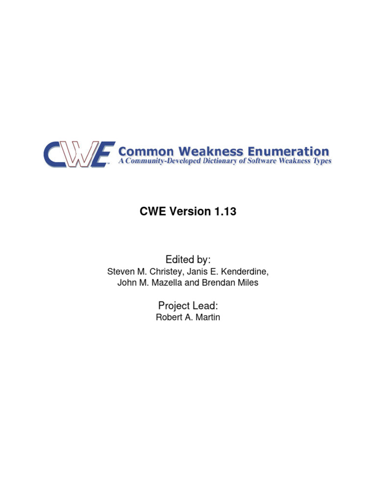 CWE Version 1.13: Edited by | PDF | Filename | Computer File