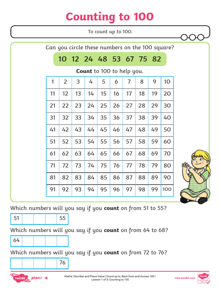 Counting to 100 Worksheet | PDF | Mathematics | Numbers