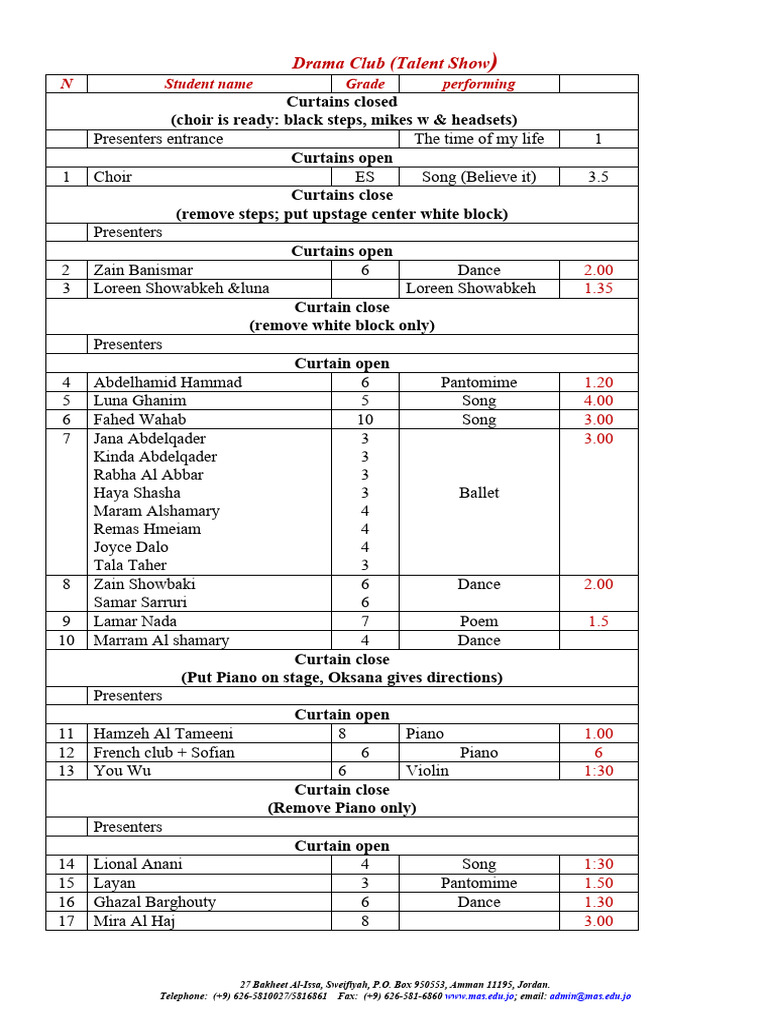 Final Talent Show 2020 Program | PDF