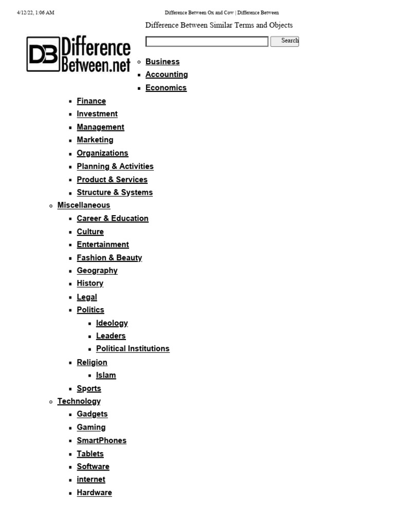 Ox vs Cow: Key Differences Explained | PDF | Cattle | Dairy