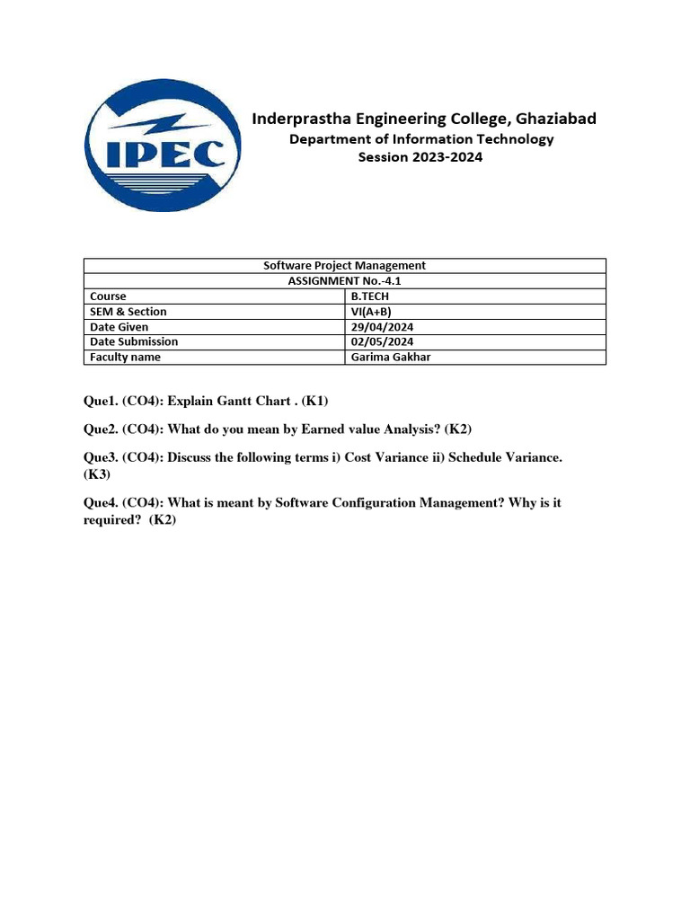 SPM Assignment 4.1 | PDF