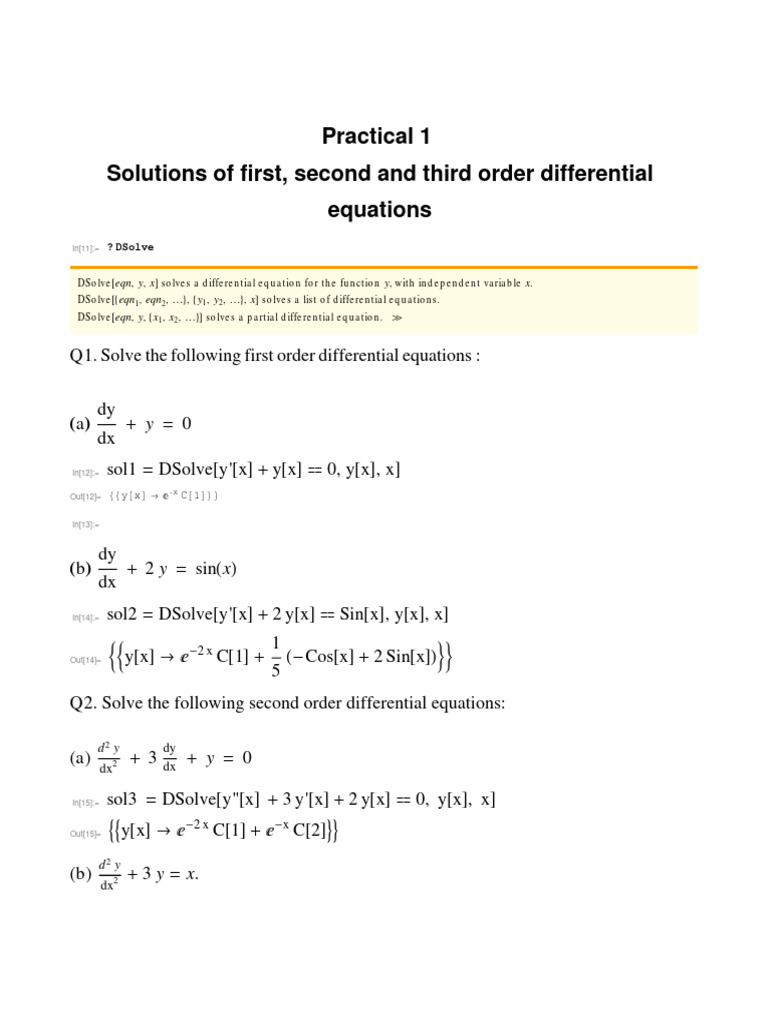 Differential Equations Solutions Guide | PDF | Radioactive Decay | Clinical Medicine