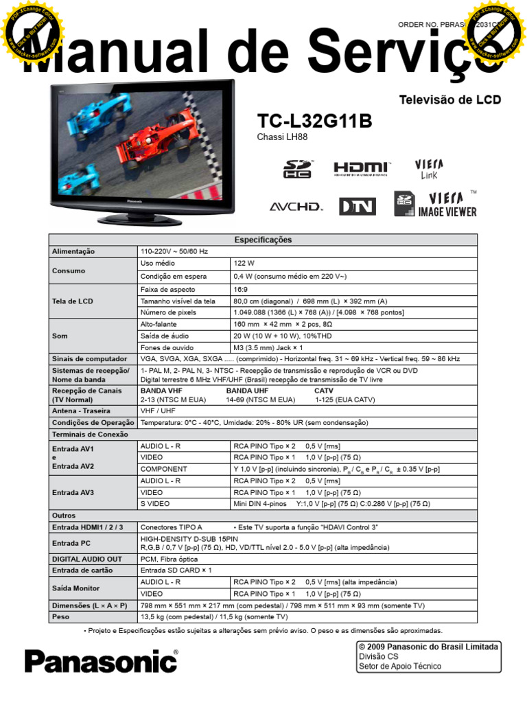 Esquema-Panasonic TC-L32G11B LH88 | PDF | Chumbo | Rede elétrica