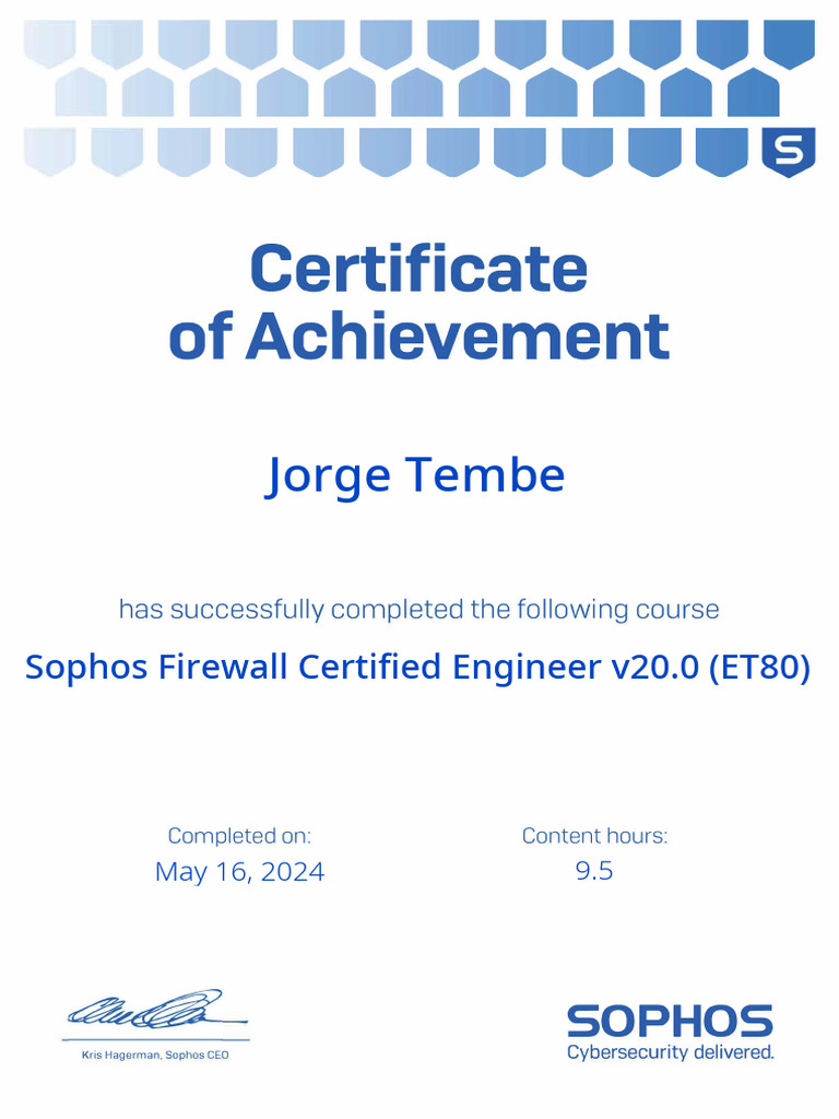 Sophos Firewall Certified Engineer v20.0 (ET80) - 67901483 | PDF