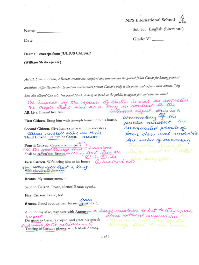 Julius Caesar 3 (Ii) Annotations | PDF
