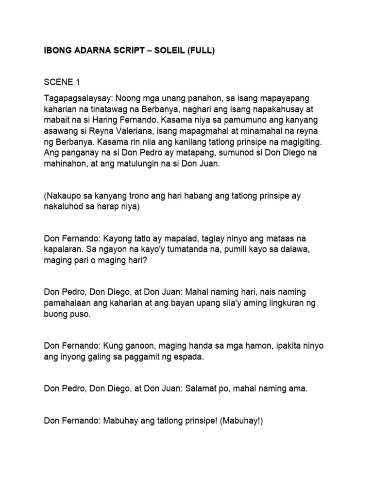 Ibong Adarna Script | PDF