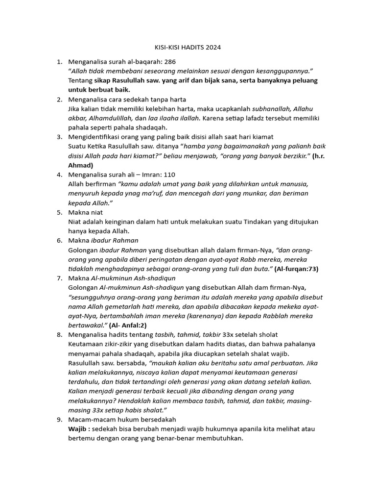 KISI Hadits 2024 | PDF