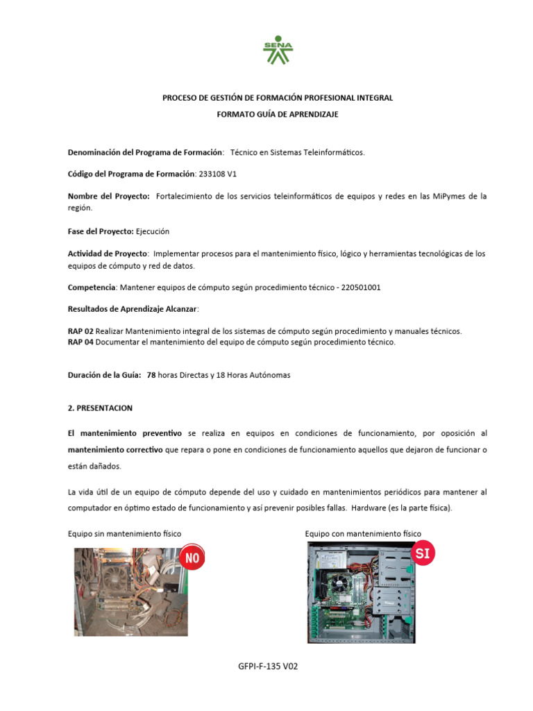 Guía_2_V4_Mto integral sistemas de cómputo | PDF | Informática | Programa de computadora