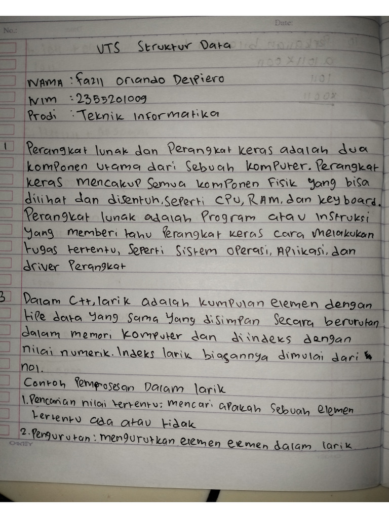 Uts Struktur Data Fazil Orlando Delpiero 2355201009 | PDF