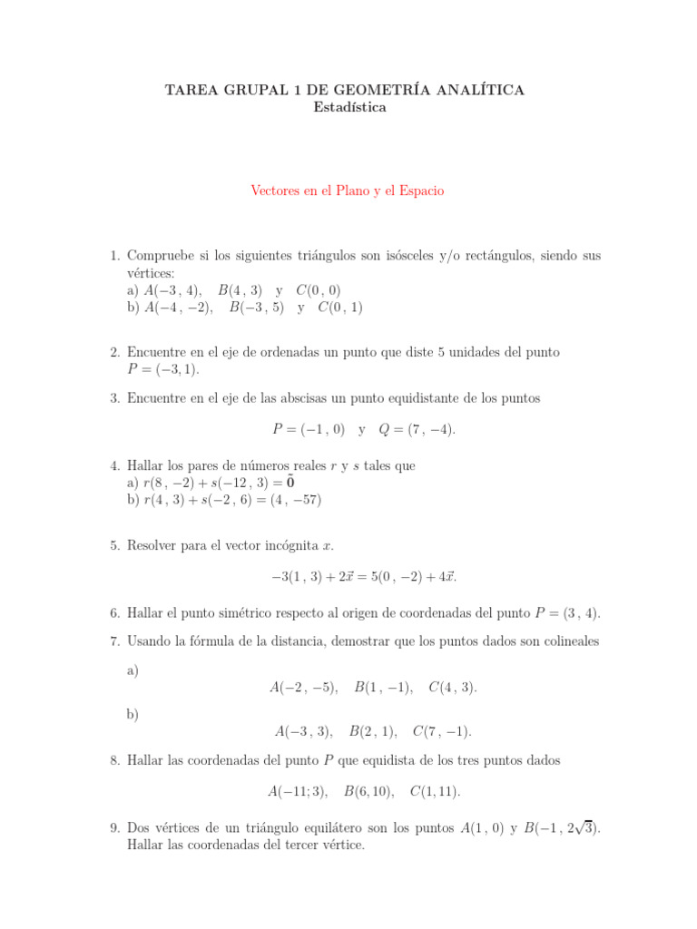 Tarea Grupal 1 de Geometria Analitica | PDF | Triángulo | Geometría euclidiana