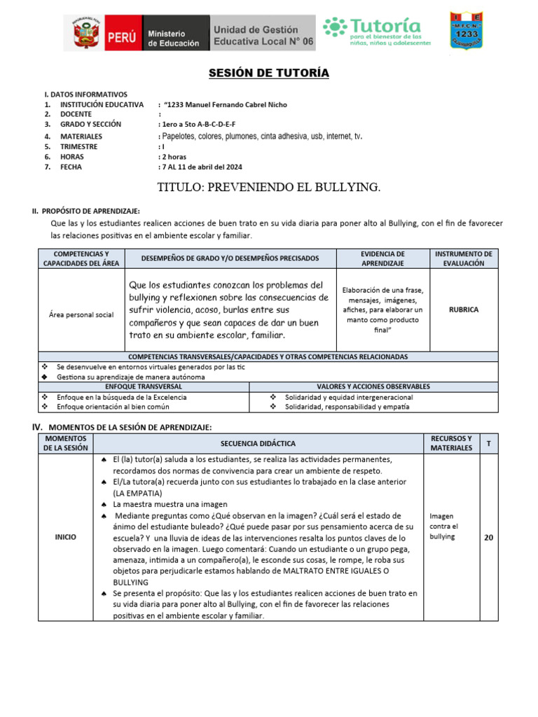 Sesion de Bullying | PDF | Violencia doméstica | Psicología Social
