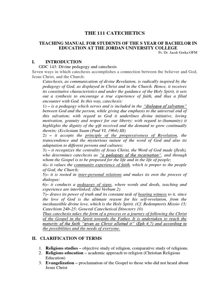 Catechetics Manual | PDF | Catechism | Catholic Church