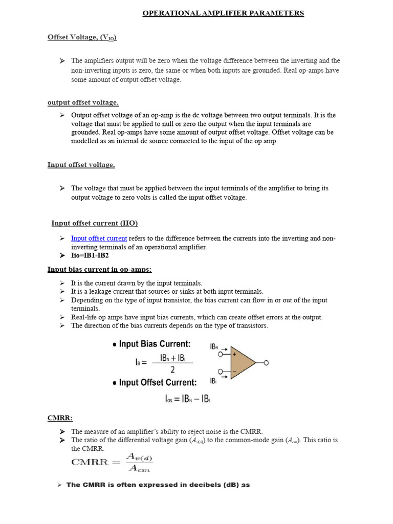 OP AMP Specifications | PDF | Operational Amplifier | Amplifier
