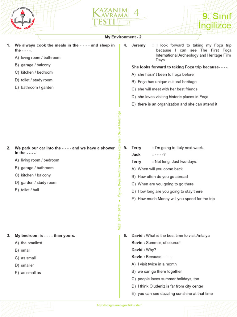 9 Theme 2 My Environment 2 | PDF | Home