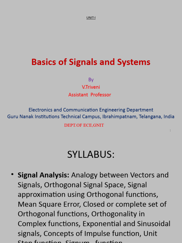 Unit-1 Basics of Signals and Systems | PDF | Discrete Time And ...