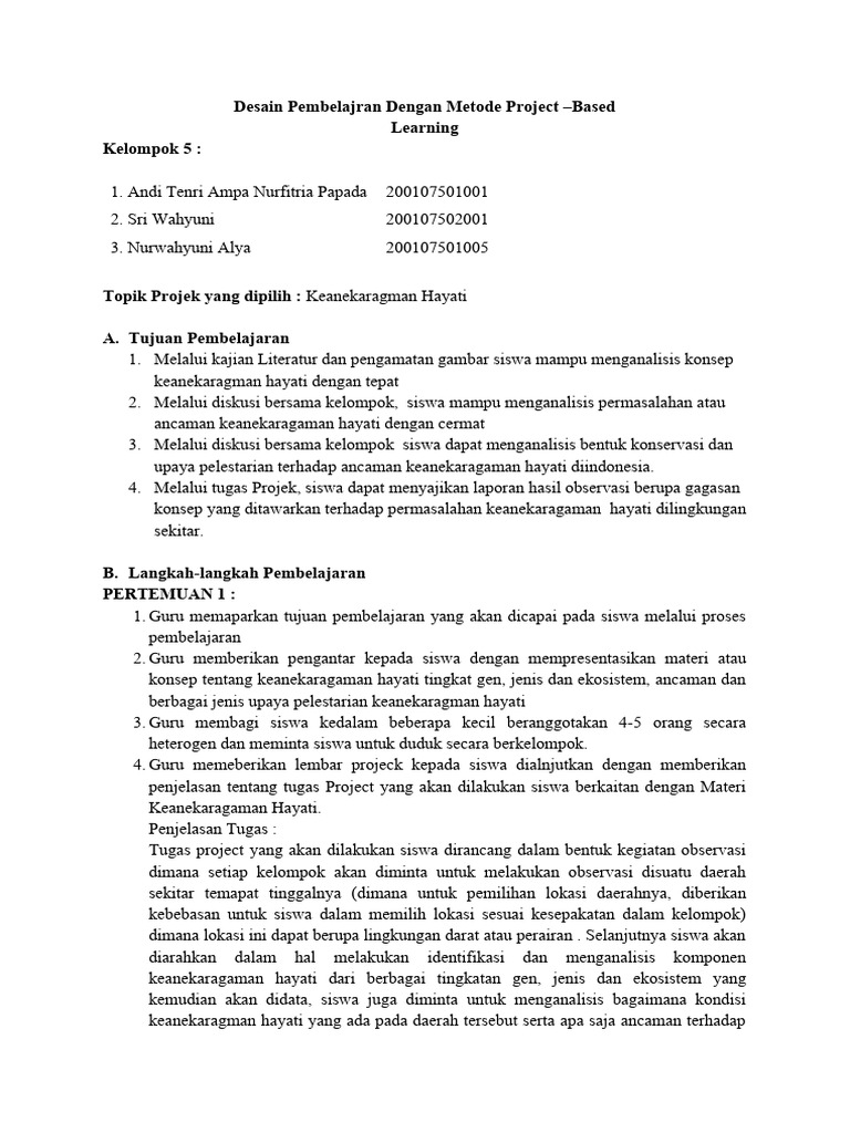 Desain Pembelajran Dengan Metode Project | PDF | Sains & Matematika