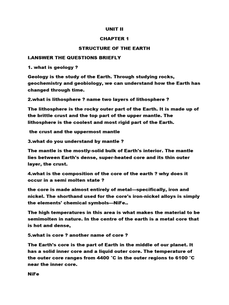 Geo UNIT II | PDF | Planetary Core | Earth