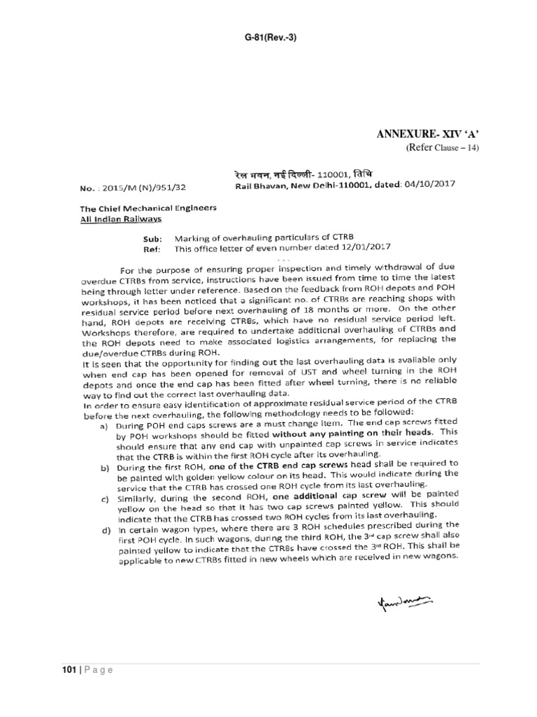 Marking of Overhauling Particulars of CTRB On END SCREW | PDF