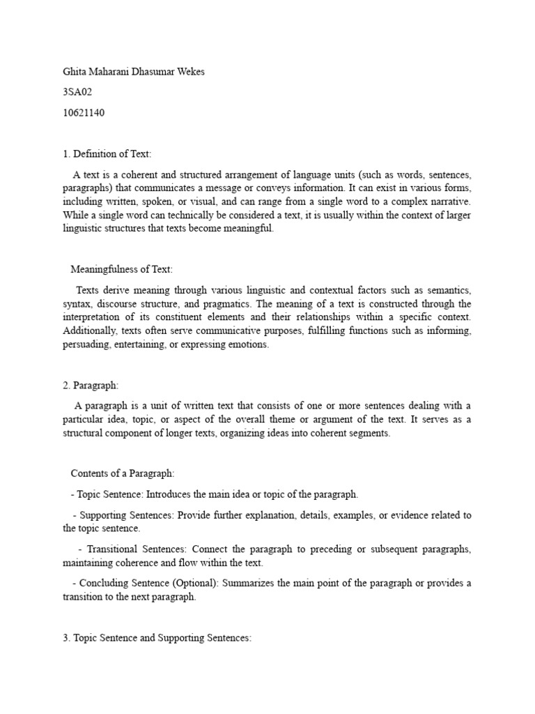 Understanding Text and Paragraph Structure | PDF | Lexical Semantics | Semantics