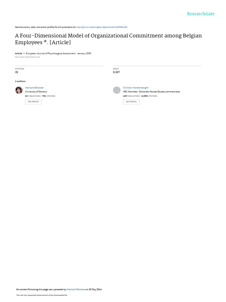 A Four-Dimensional Model of Organizational Commitm | PDF | Job ...
