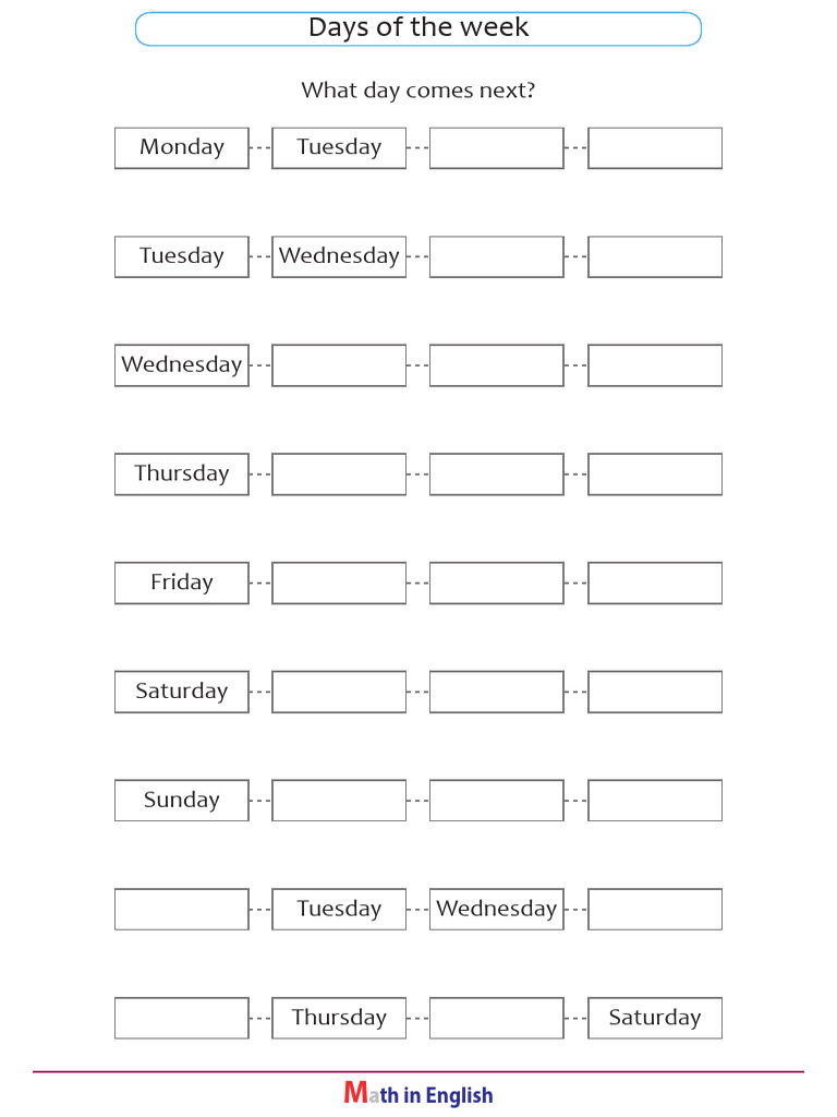 What Day Comes Next? Monday Tuesday: TH in English | PDF | Language ...