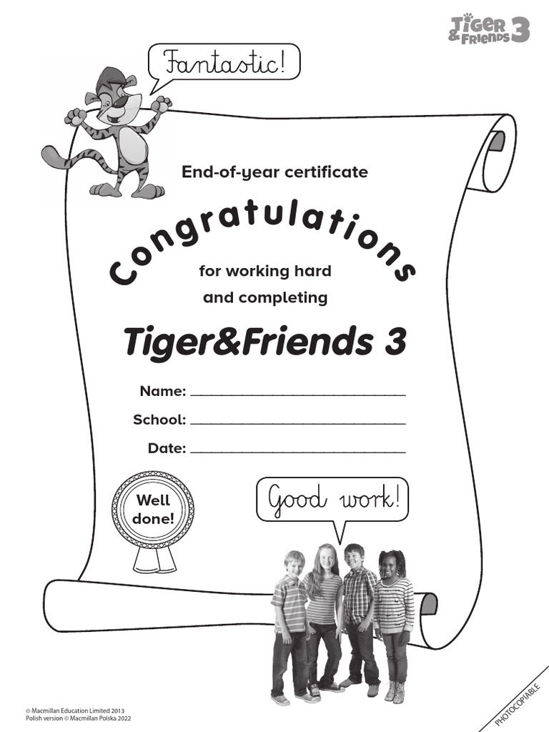 Tiger&Friends 3_TRF_End-of-Year Certificate | PDF