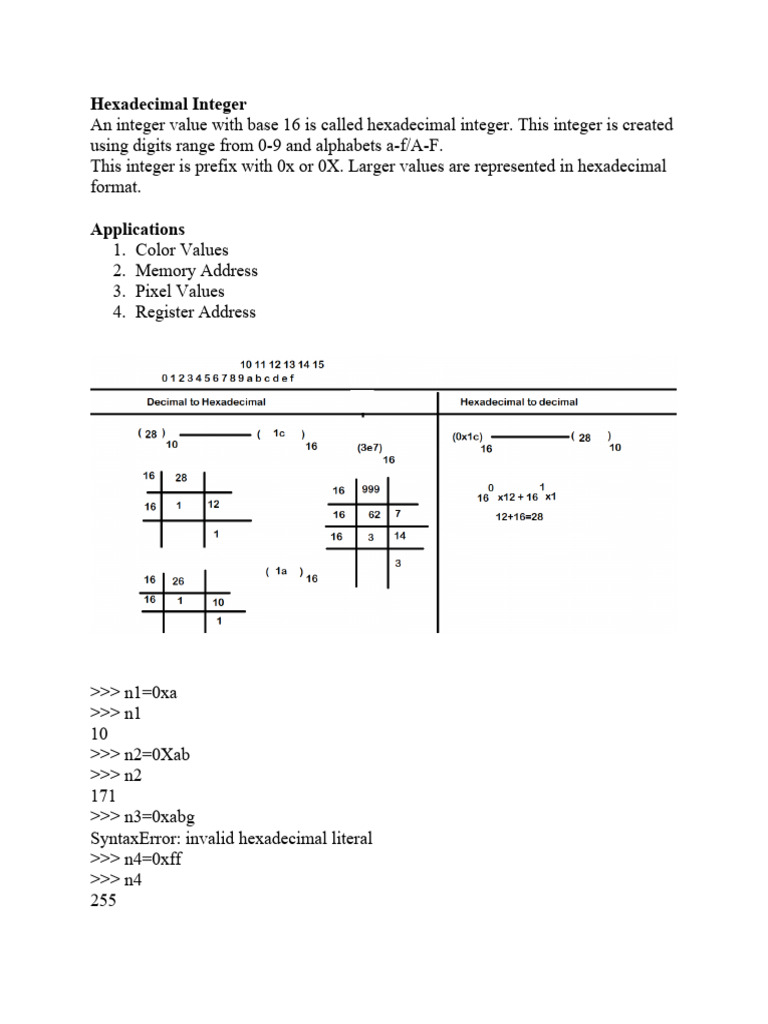 Hexadecimal Integer | PDF | Computer Engineering | Arithmetic