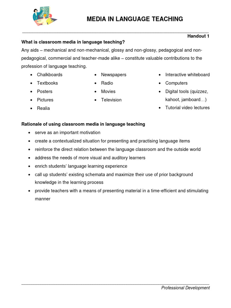 Handout - Using Media in Language Teaching | Download Free PDF ...