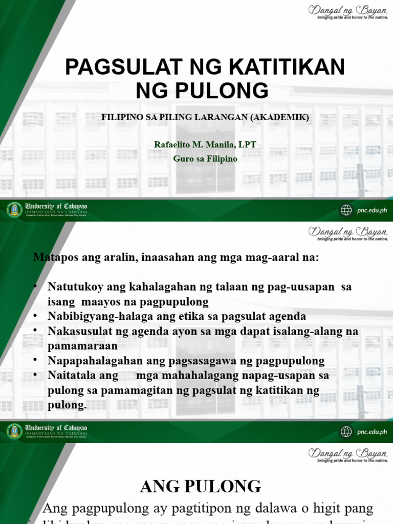 Katitikan NG Pulong | PDF