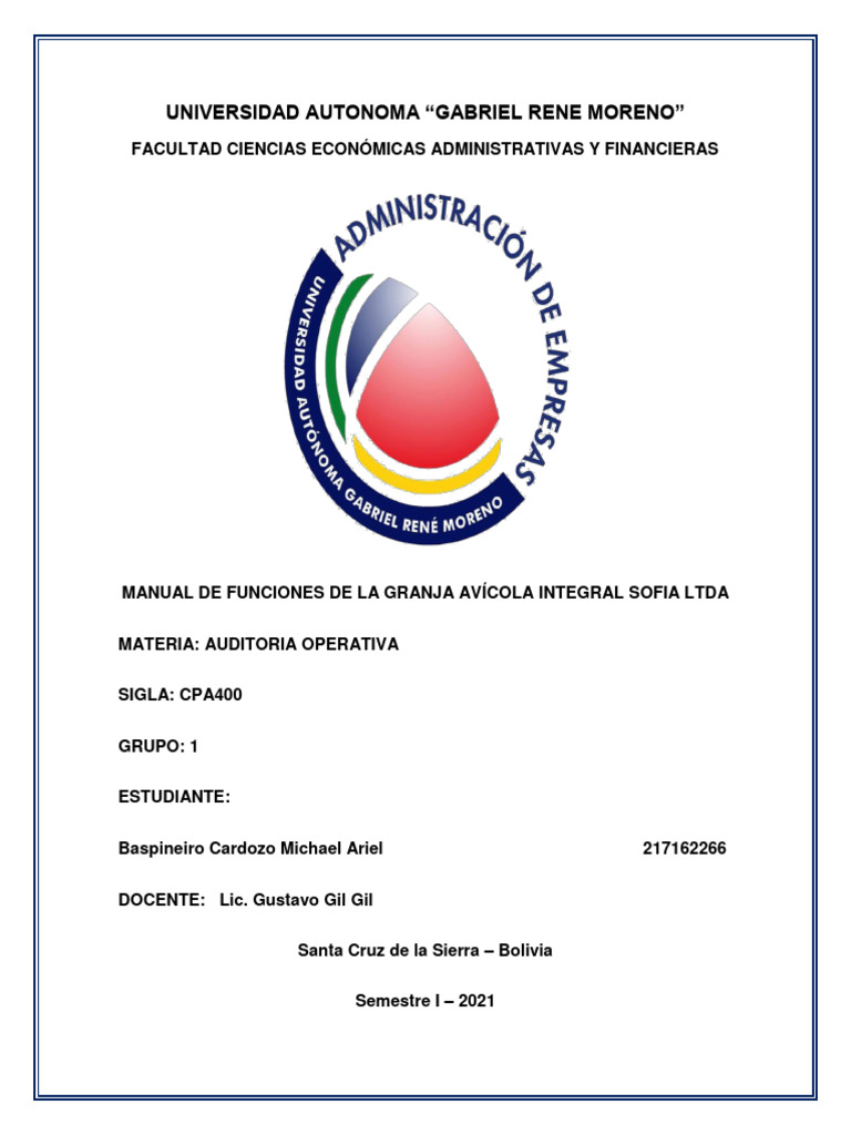 Manual de Funciones Empresa Sofia Integral Ltda | PDF | Business | Bancos