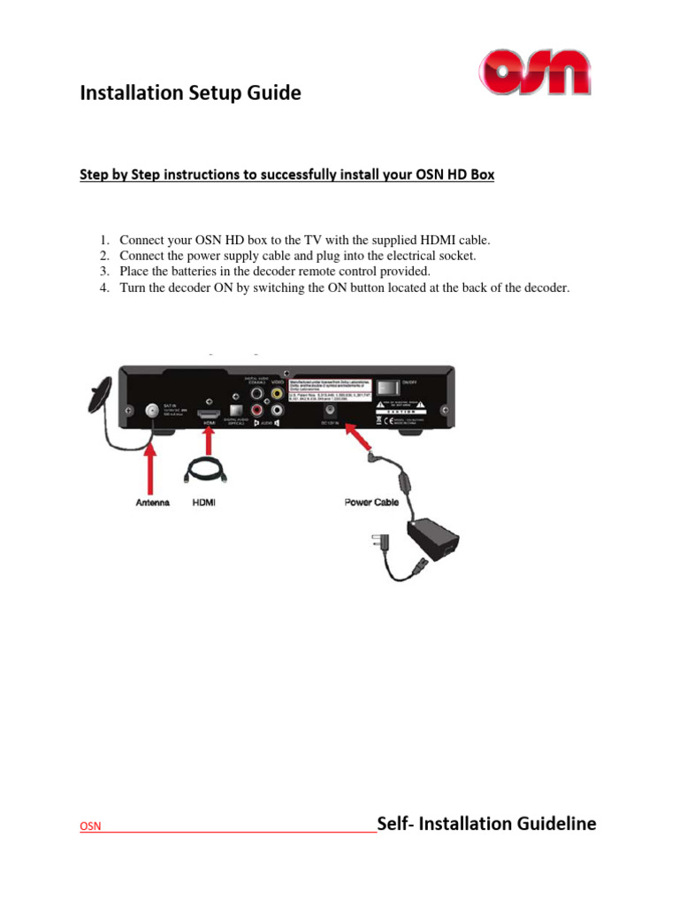 OSN HD Box Setup Guide | PDF | Information And Communications ...