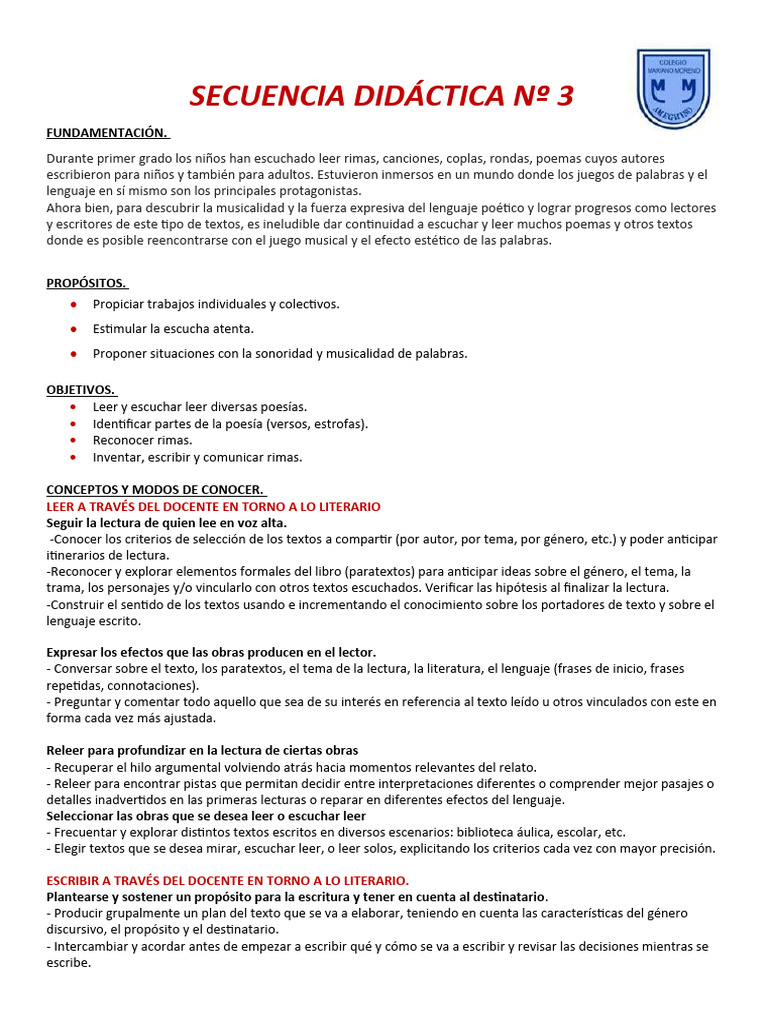 Secuencia Didáctica #3 Poesia | PDF | Poesía | Escritura