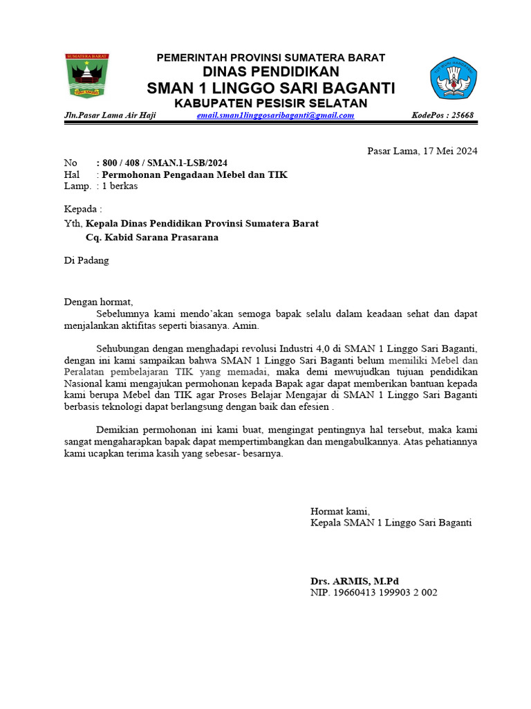 Surat Permohonan Bantuan TIK | PDF