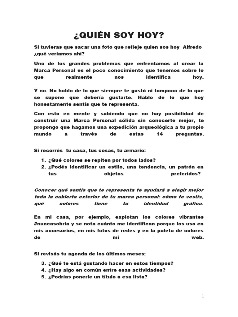 Quién Soy Hoy | PDF