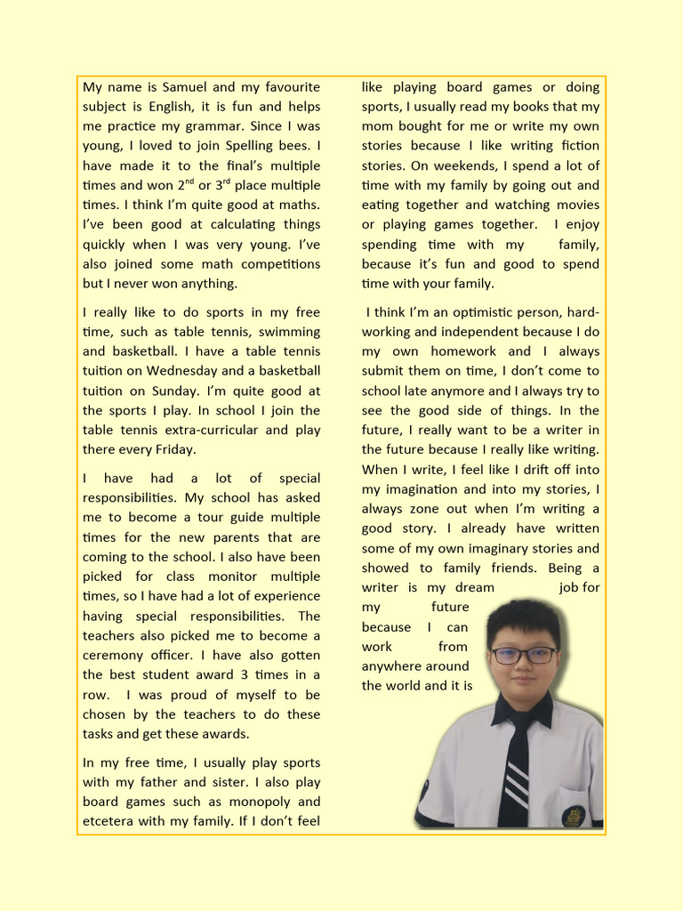 Samuel-Profile (Ms. Jessica Revised) | PDF | Self-Improvement | Wellness