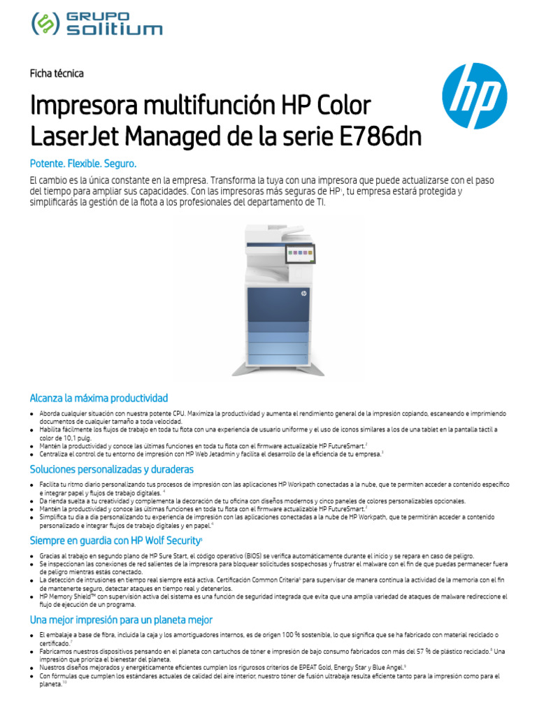 Impresora Multifuncion HP E786dn | PDF | Escáner de imagen | Impresora ...