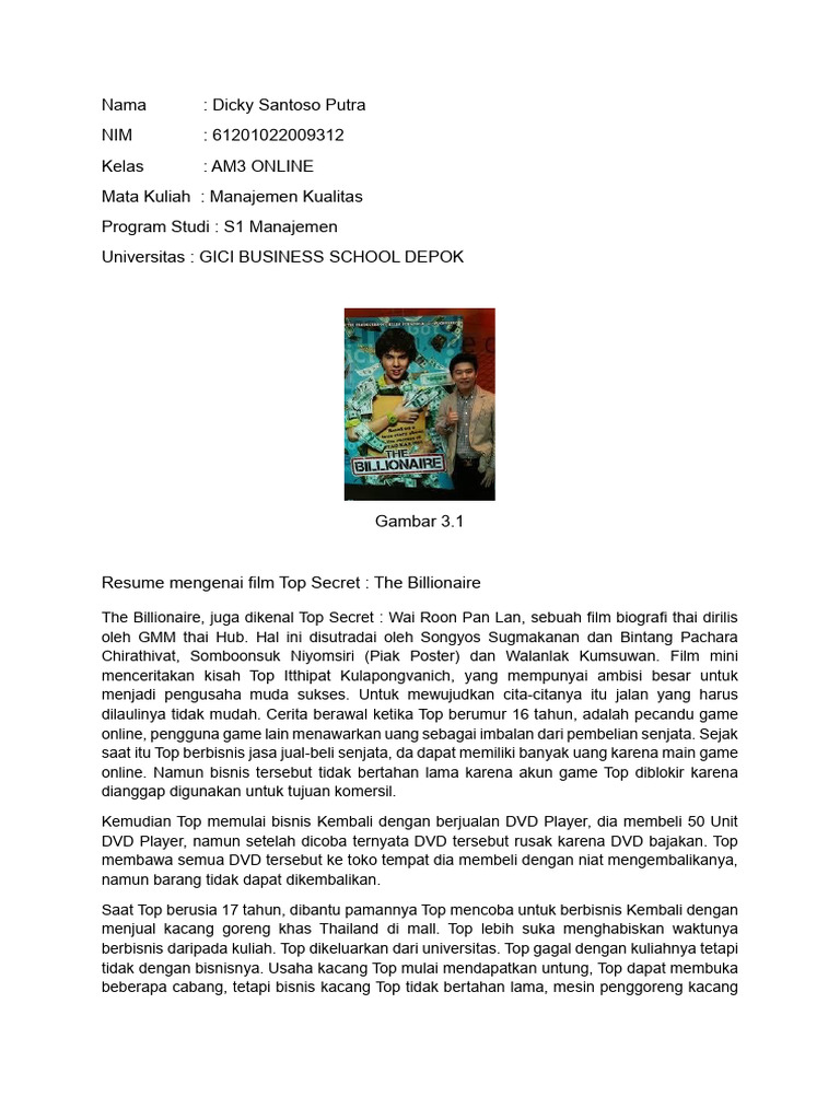 Kisah Sukses Top Itthipat di Film The Billionaire | PDF | Memasak ...