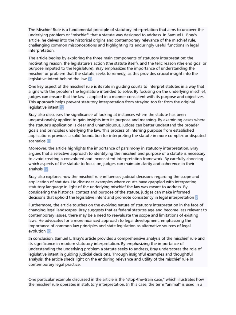 Mischief and Purposivism | PDF | Statutory Interpretation | Justice