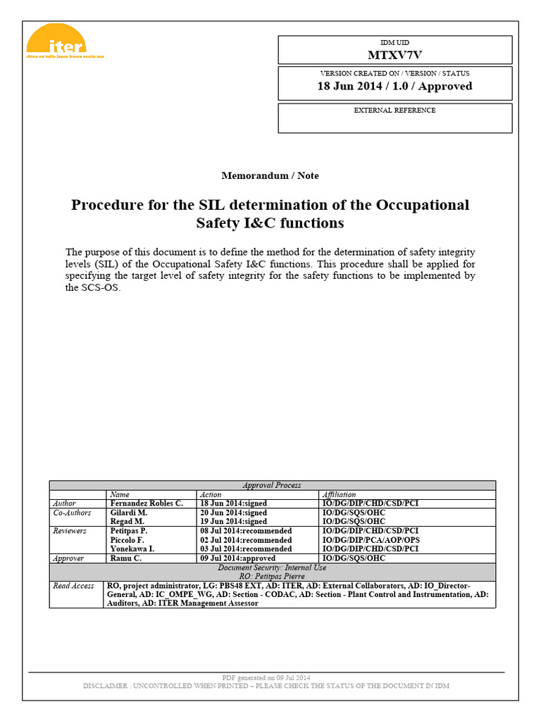 Procedure For The SIL Determination of T MTXV7V v1 0 | PDF | Risk | Safety