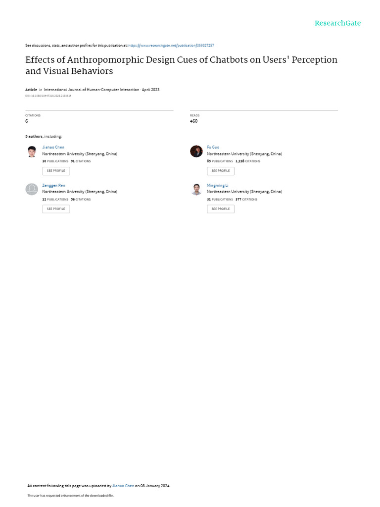 Users' Perception of Anthropomorphic Design Cues | PDF ...