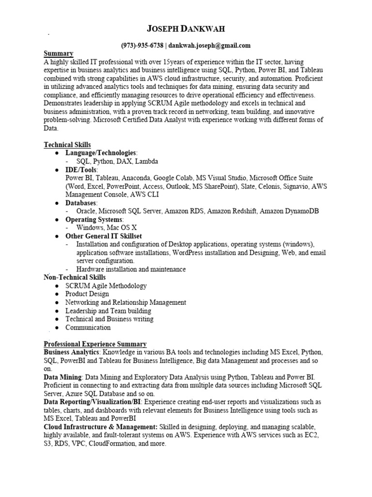 Dice Profile Joseph Dankwah Highlighted | PDF | Amazon Web Services ...