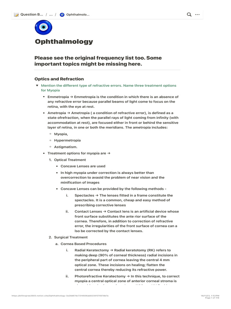 ? Ophthalmology | PDF | Myopia | Cornea