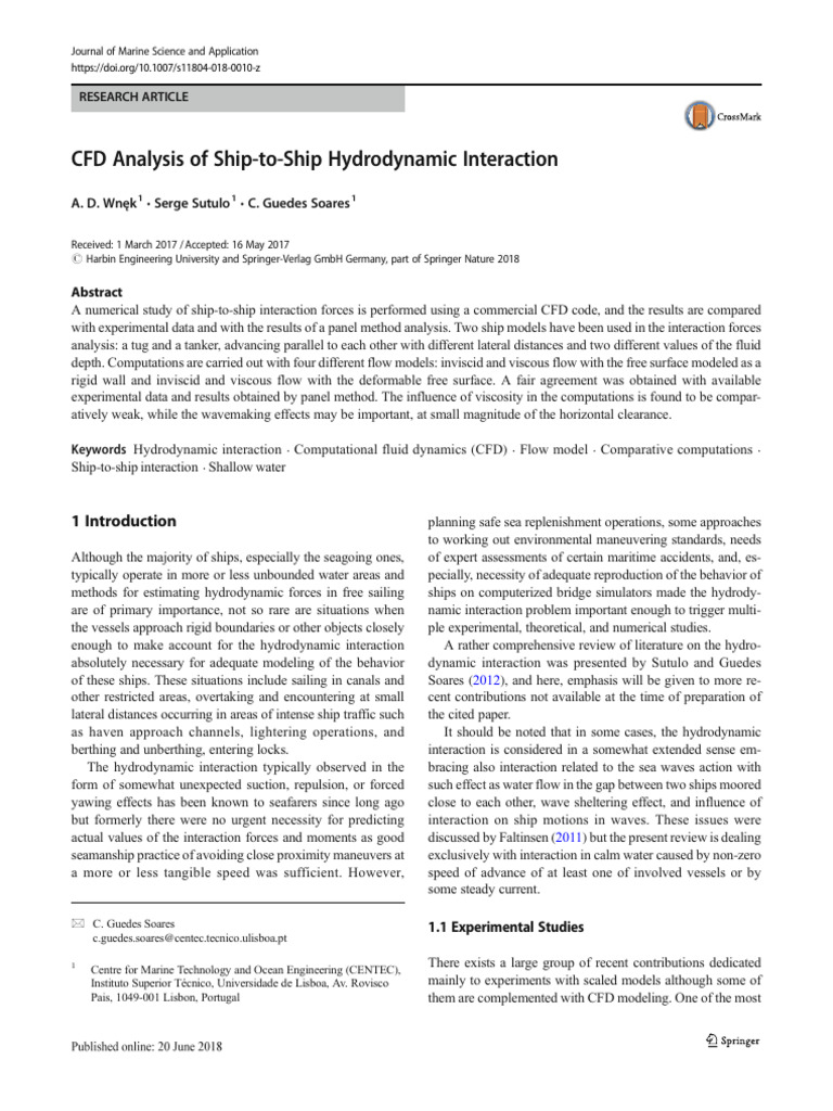 CFD Analysis of Ship-To-Ship Hydrodynamic Interaction | PDF | Fluid Dynamics | Computational ...