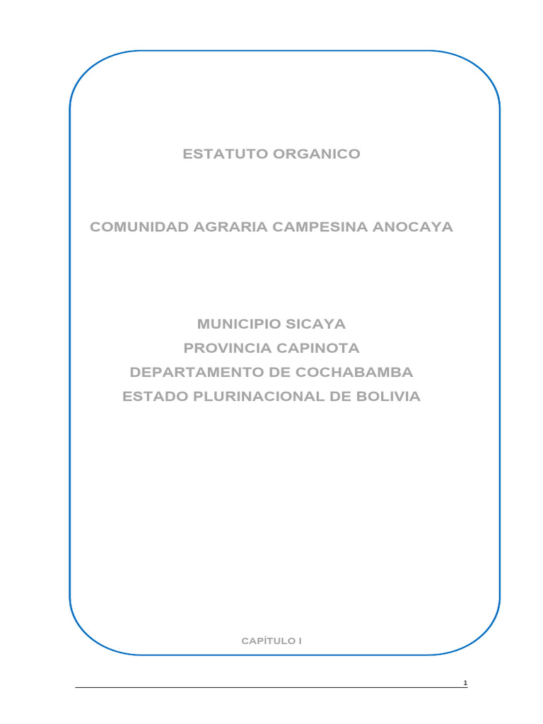 Estatuto Organico y Reglamento Interno - Comunidad Campesina Anocaya ... Estatuto Organico y Reglamento Interno - Comunidad Campesina Anocaya ...