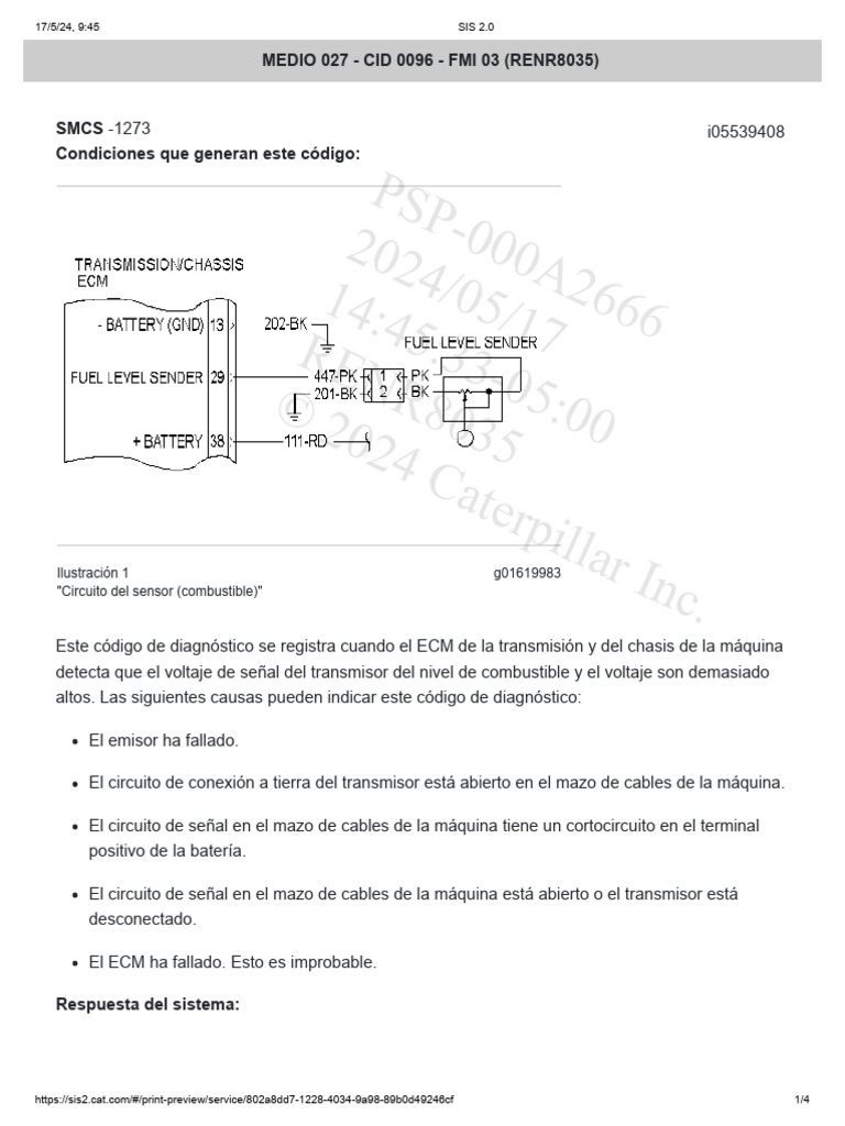 Diagnóstico Código 96 Caterpillar | PDF | Conector eléctrico | Cambiar