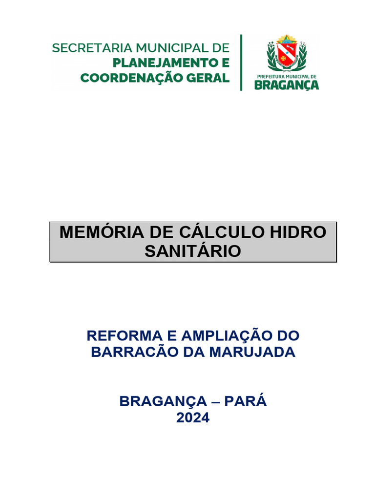 Memorial Hidro Sanitario | PDF | Águas residuais | Tanque séptico