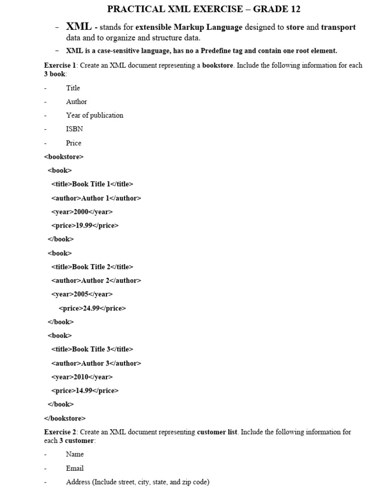 Print PRACTICAL XML EXERCISE | PDF | Computers